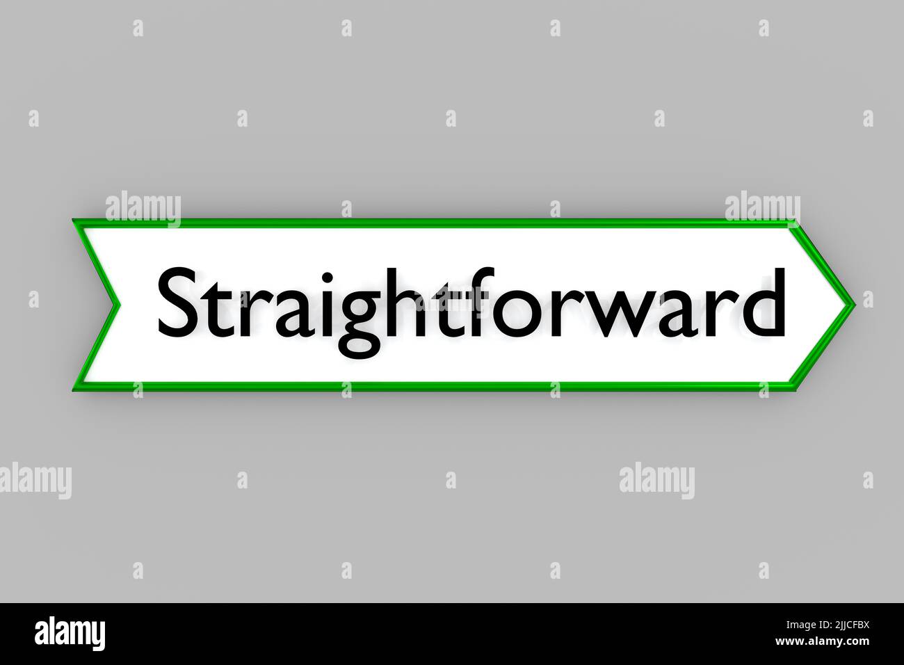 3D illustration of a road sign which carries the word Straightforward ...