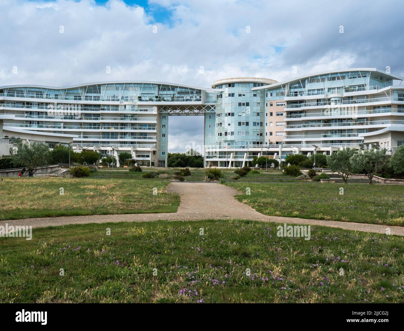 La Rochelle, France June 2022. Large white undulating building with ...
