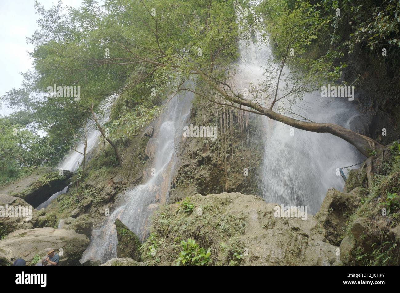 flow of Sri Gethuk waterfall, Yogyakarta, Indonesia in the middle of ...