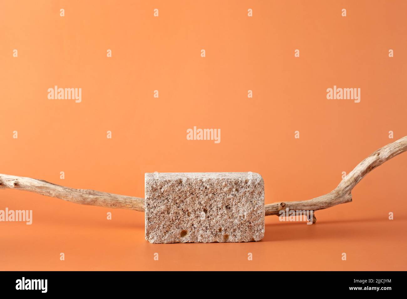 Modern organic podium pedestal with dry branch clean mocap earth color ...