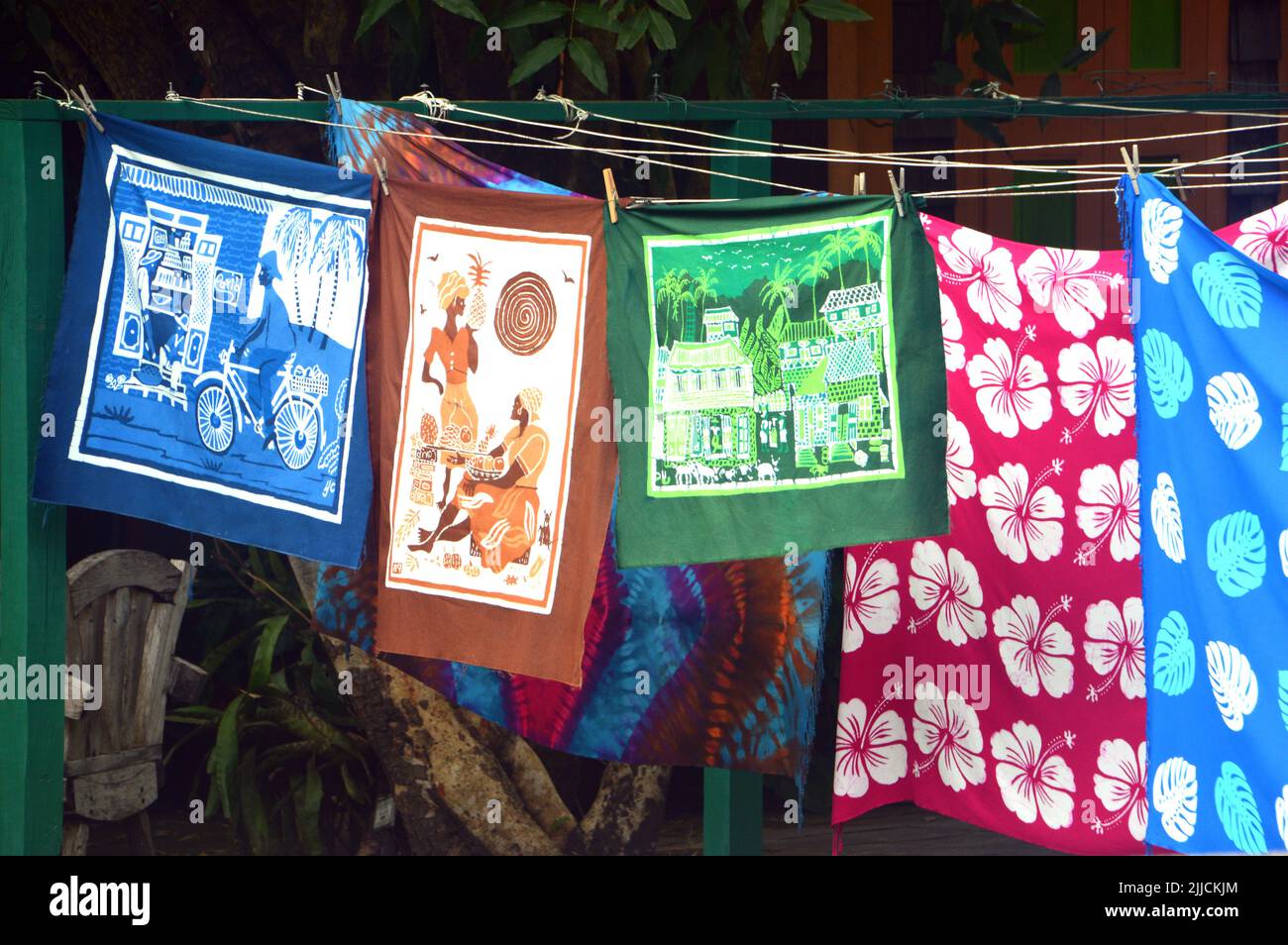 Colourful Caribelle Batik Designed Fabrics Hanging out to Dry at Romney ...