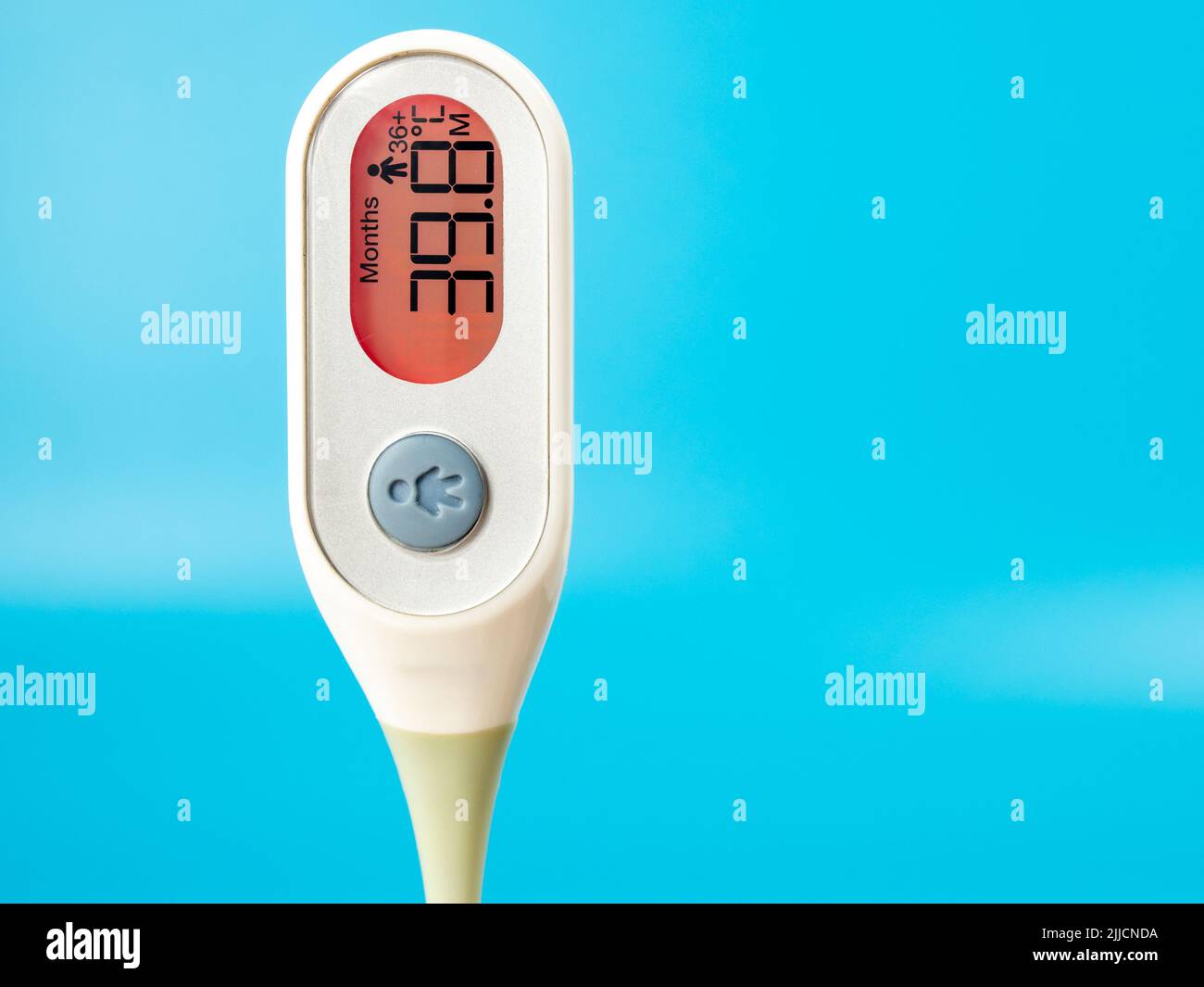 The thermometer for measuring body temperature shows a high temperature ...