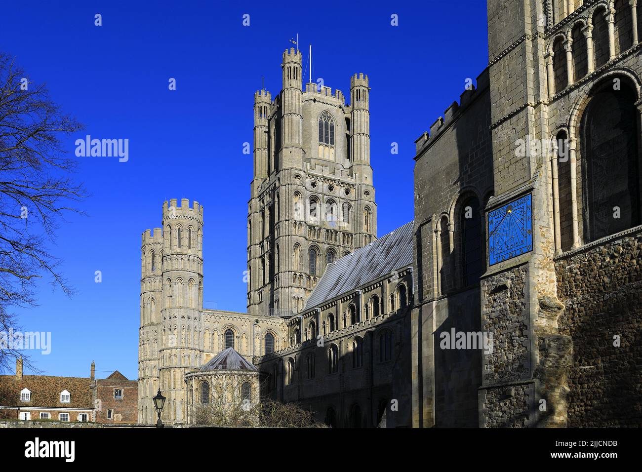 Spring view over Ely Cathedral; Ely City; Cambridgeshire; England; UK ...