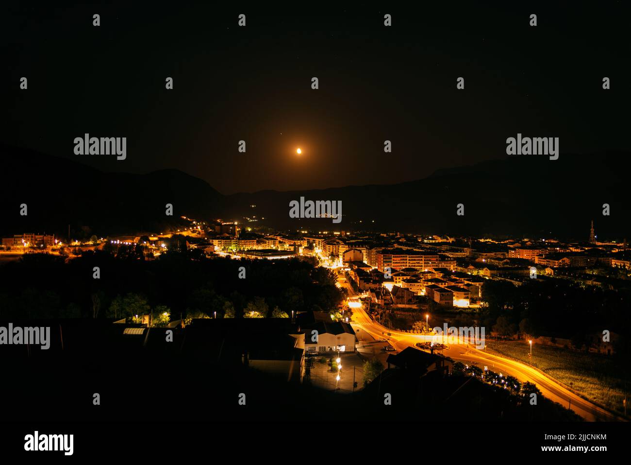 Spanish village at night long exposure Stock Photo - Alamy