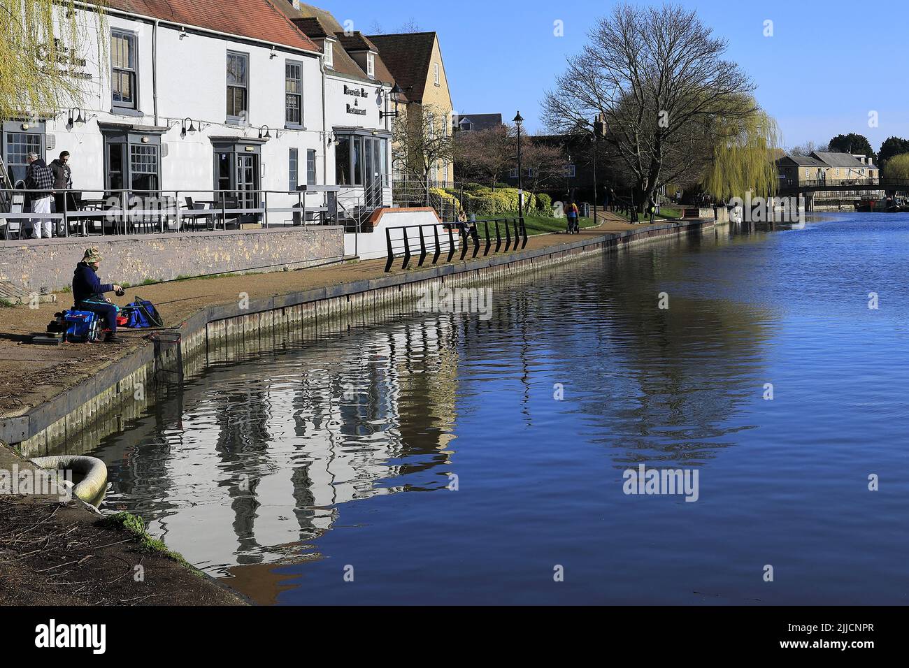 The river Great Ouse embankment, Ely City, Cambridgeshire, England, UK ...