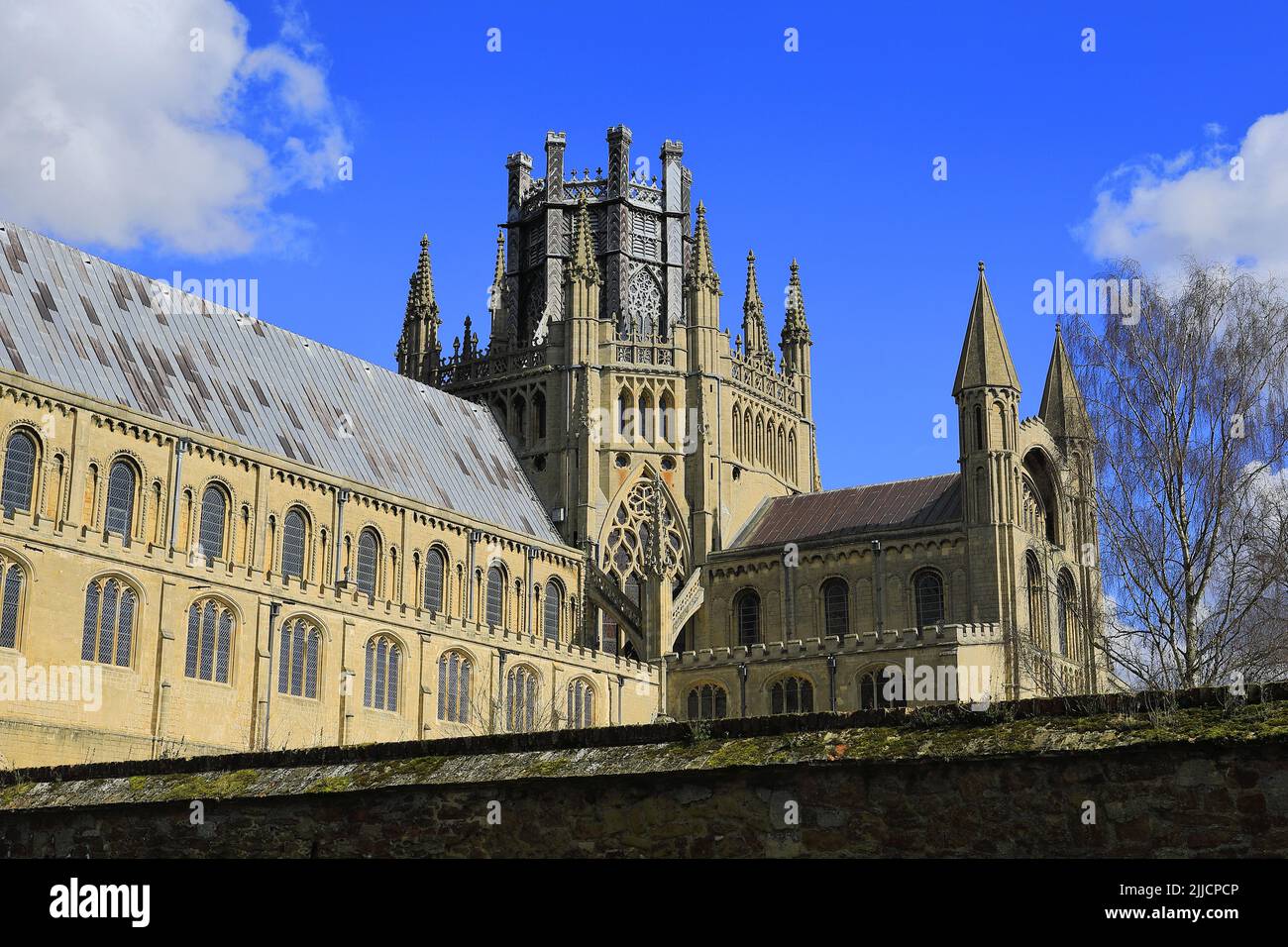 Spring view over Ely Cathedral; Ely City; Cambridgeshire; England; UK ...