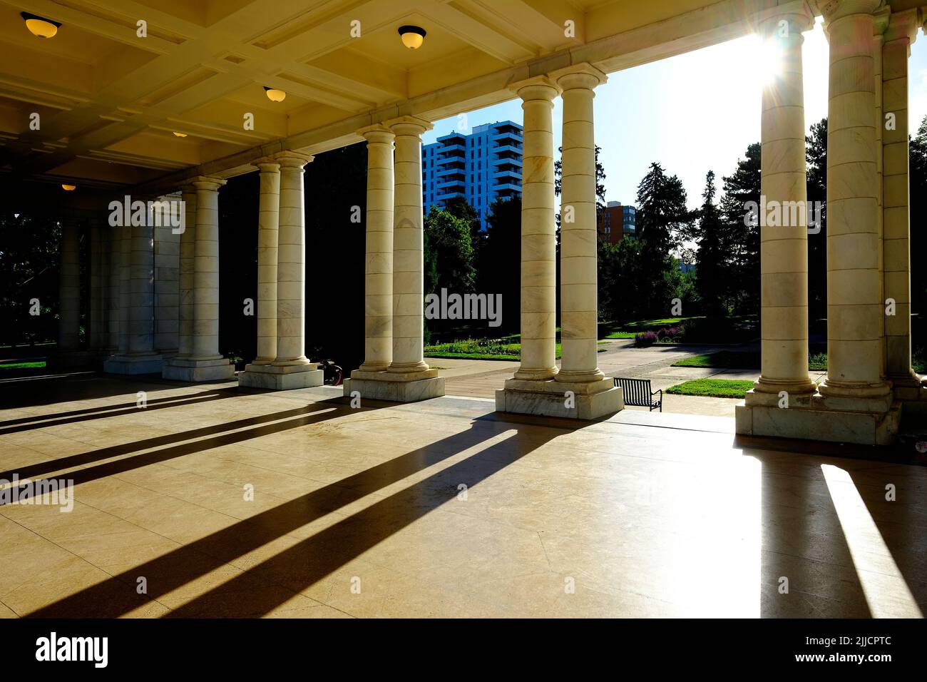 Columns of marble on a building pavilion showing architecture design ...