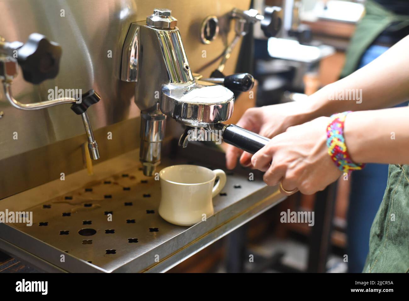 Womans hands making fresh coffee hi-res stock photography and images ...