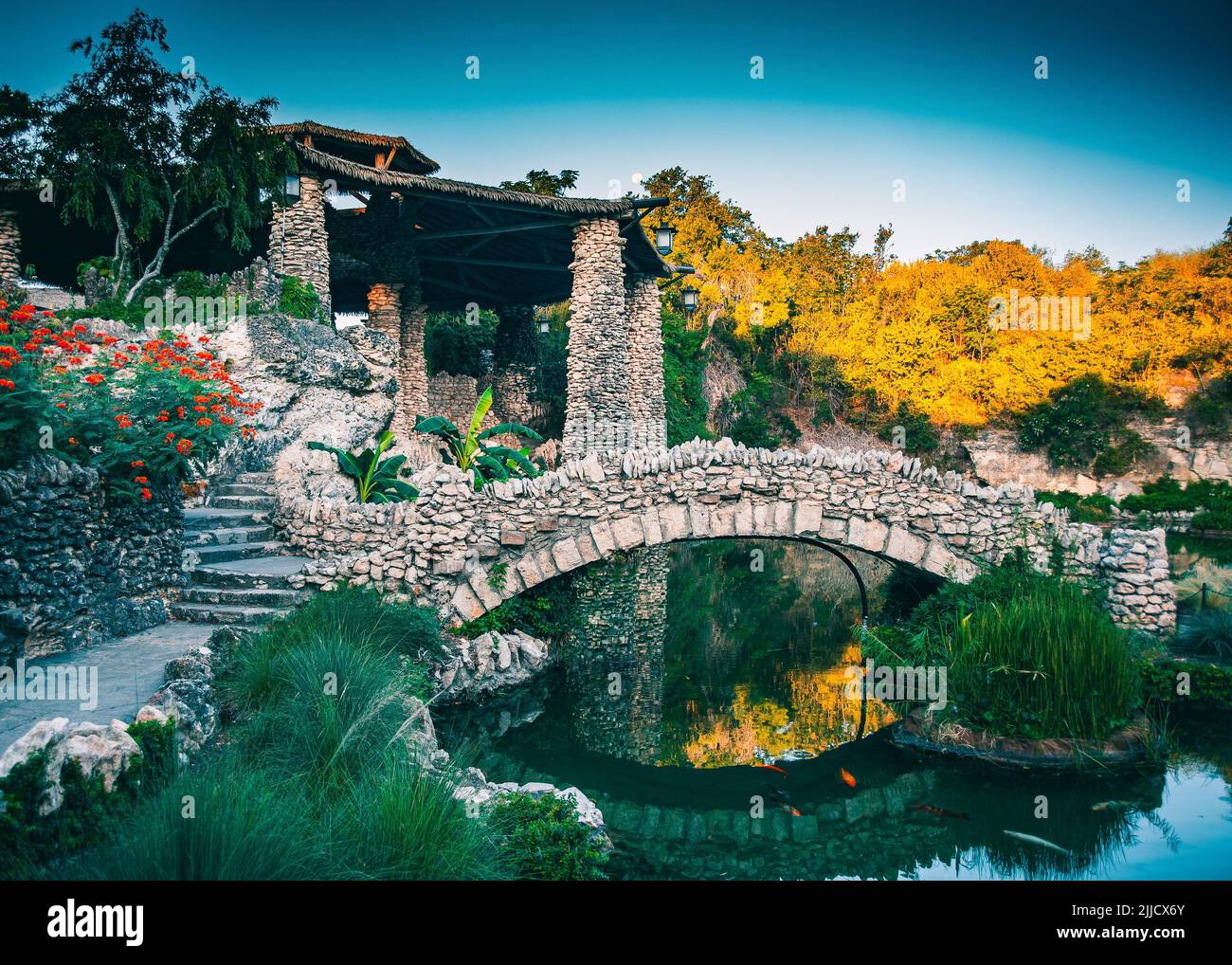 A scenic view of an ancient bridge in nature Stock Photo - Alamy