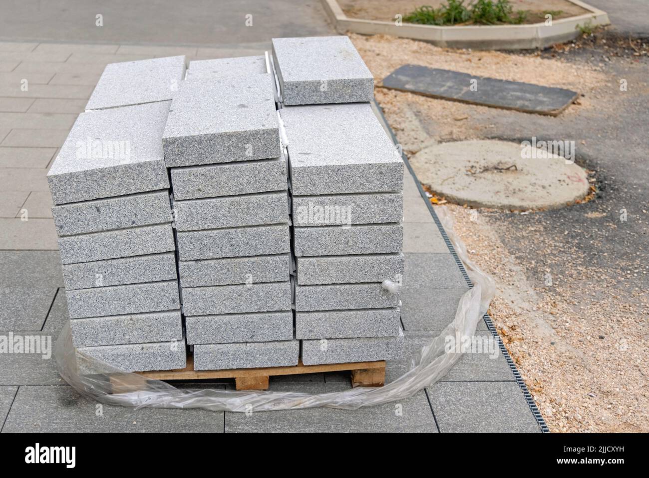 Concrete Pavement Tiles at Pallet New Street Construction Site Stock ...