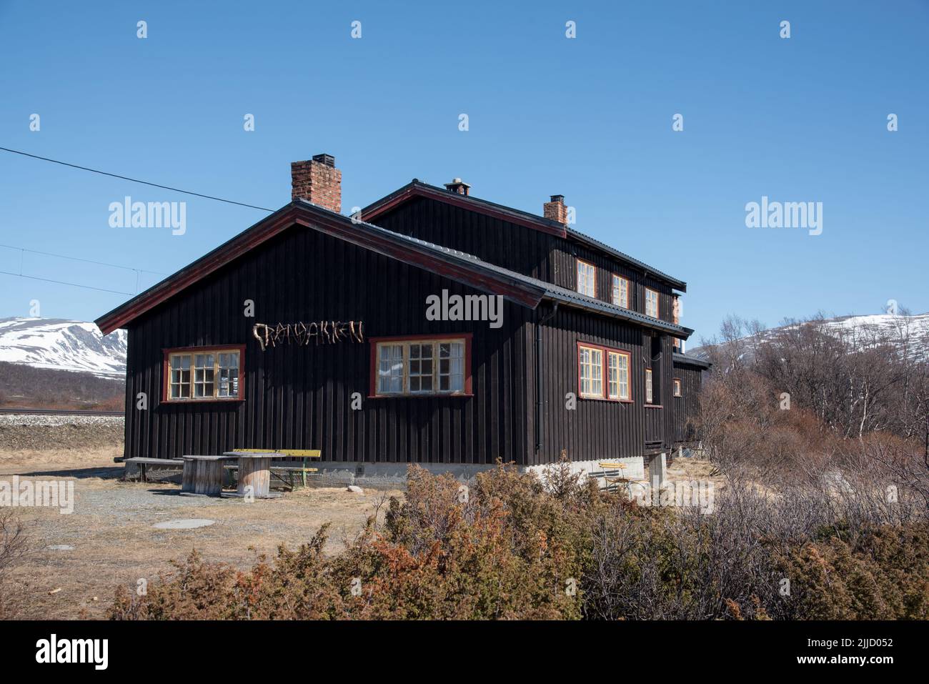 Hjerkinn station on Dovrefjell which is a mountain range and highland ... Hjerkinn station on Dovrefjell which is a mountain range and highland ...