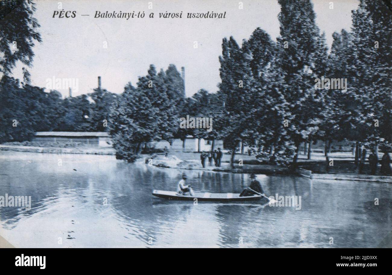 Lake Balokány with the city swimming pool. Pond Balokány in the 1910s ...