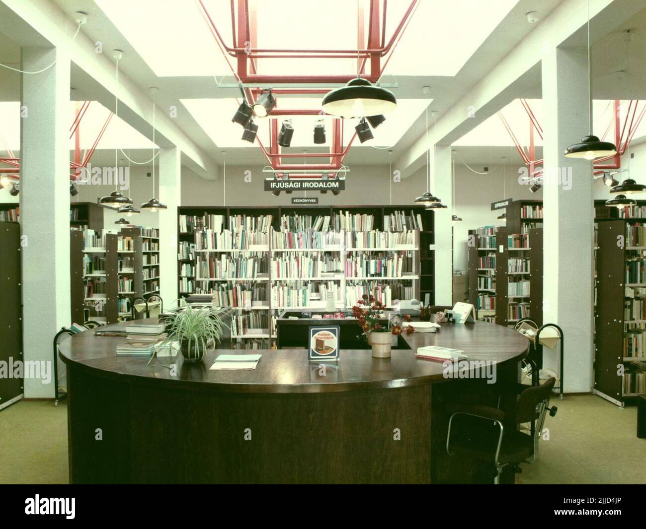 SZMT library. Interior of SZMT Library in Szigeti district. Kistelegdi ...