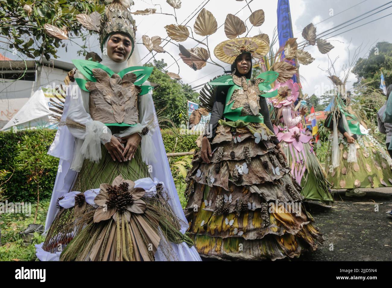Bogor, West Java, Indonesia, July 24, 2022. A woman in nature dress ...
