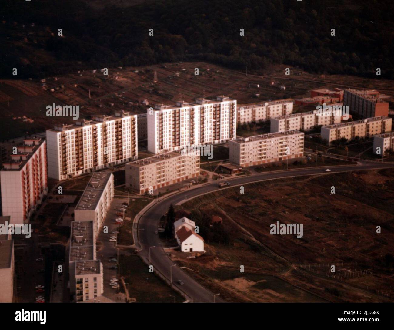 Komló city center. Aerial snapshots about the city centre of Komló ...