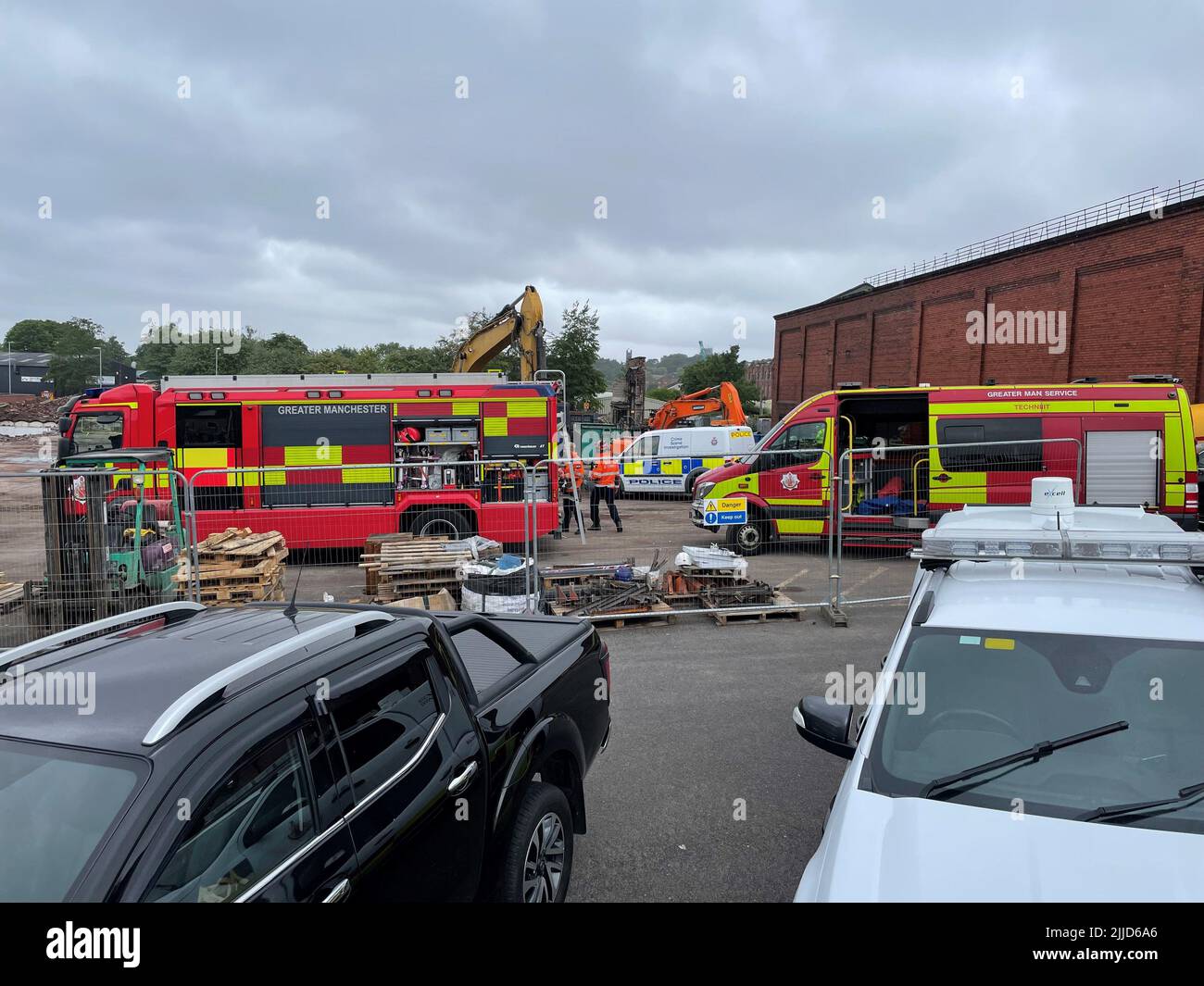 Emergency services at Bismark House Mill in Oldham. Human remains have ...