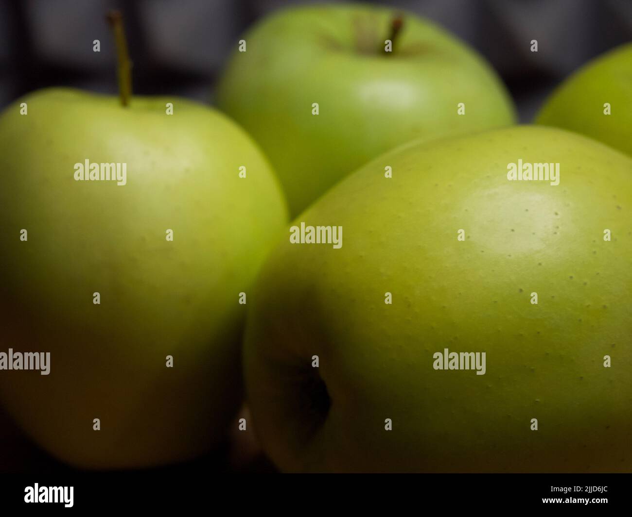 Green apples of the Reinette Simirenko variety, close-up Stock Photo ...