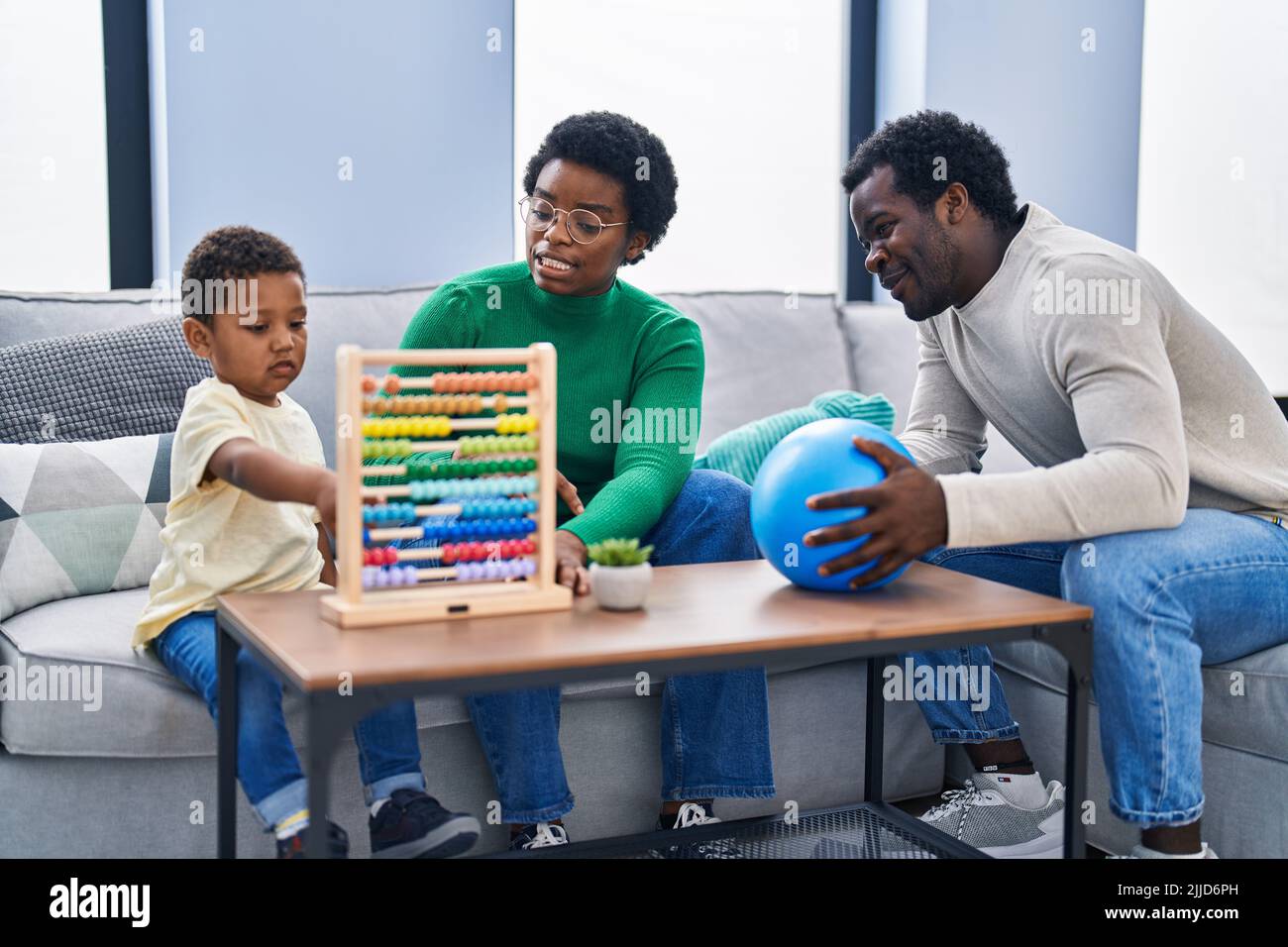 African american family playing with abacus at home Stock Photo - Alamy
