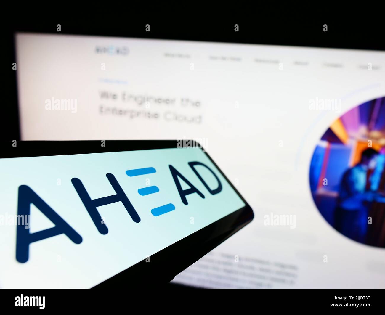 Smartphone with logo of US information technology company AHEAD Inc. on ...