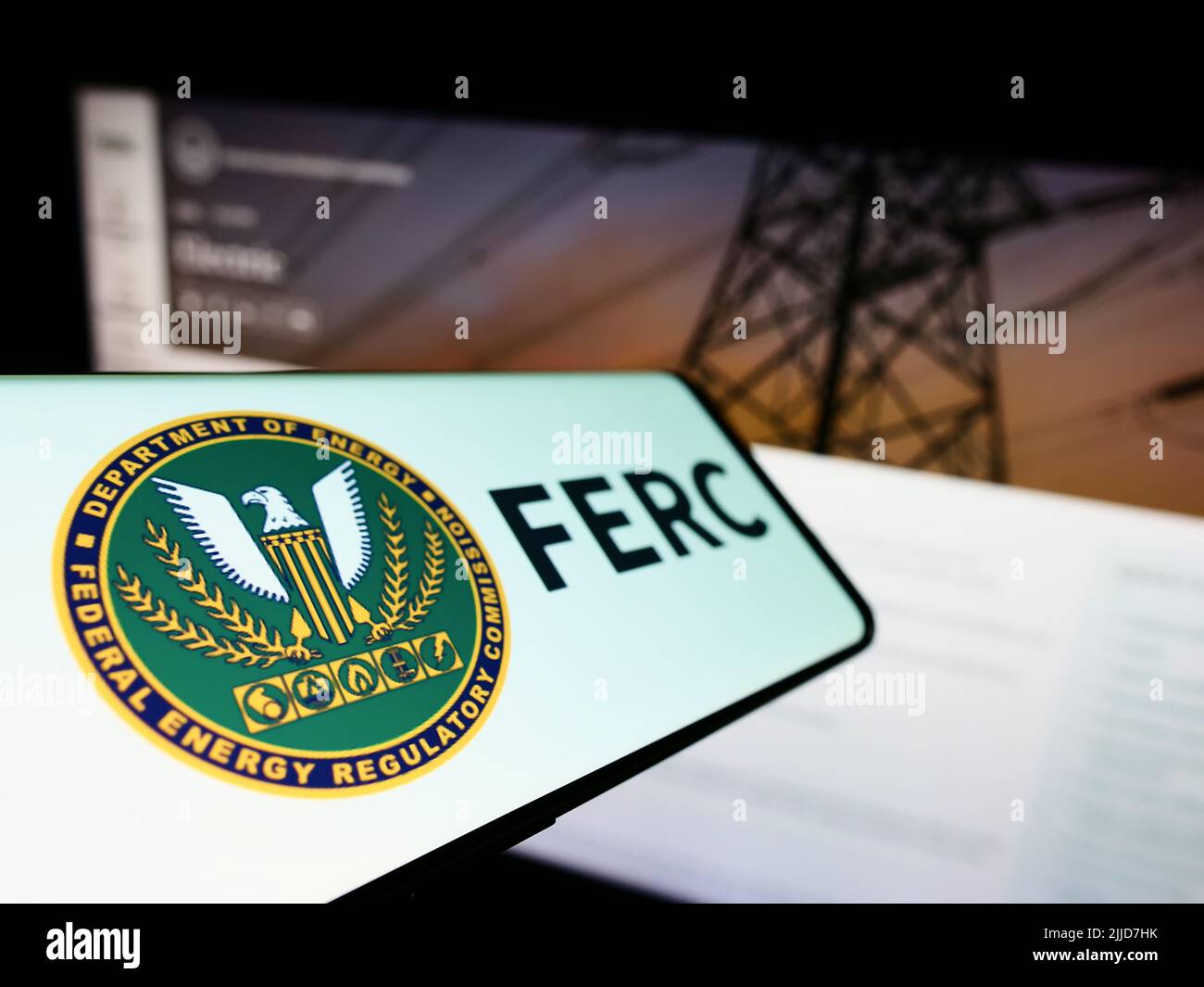 Mobile phone with logo of American Federal Energy Regulatory Commission ...