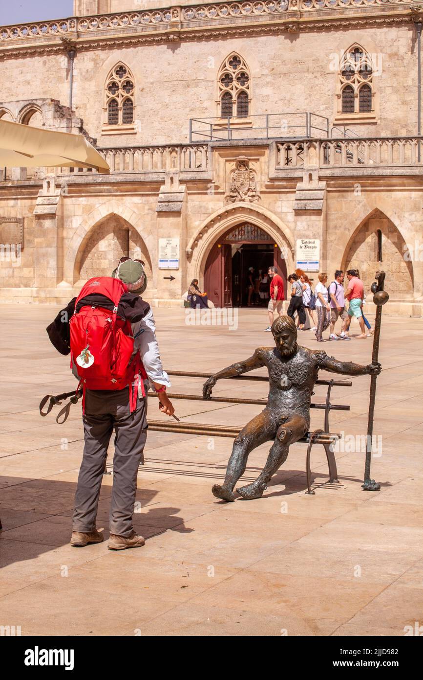Pilgrims walking the Camino de Santiago the way of St James pilgrimage ...