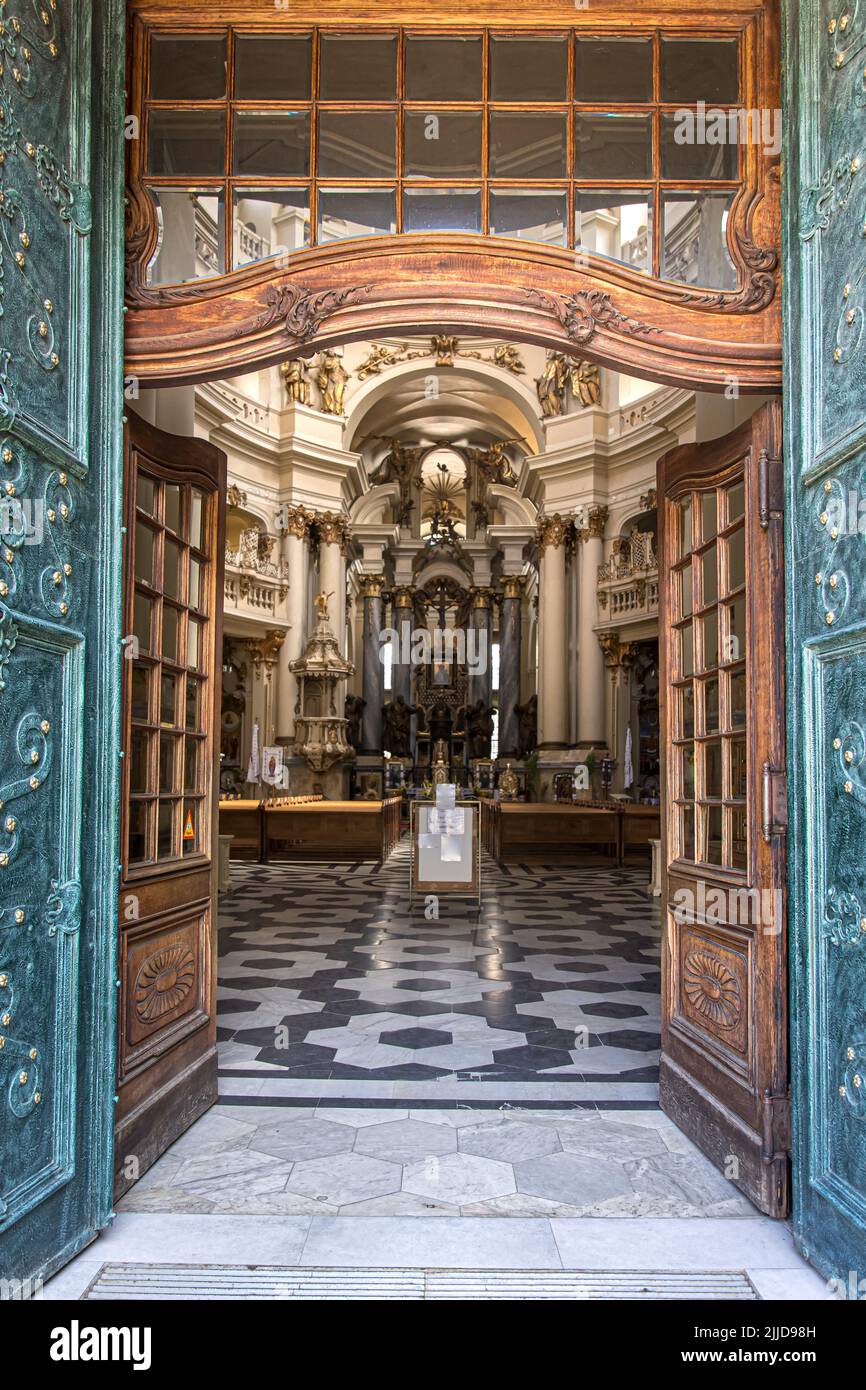 The interior of the old church with gold molding Stock Photo - Alamy