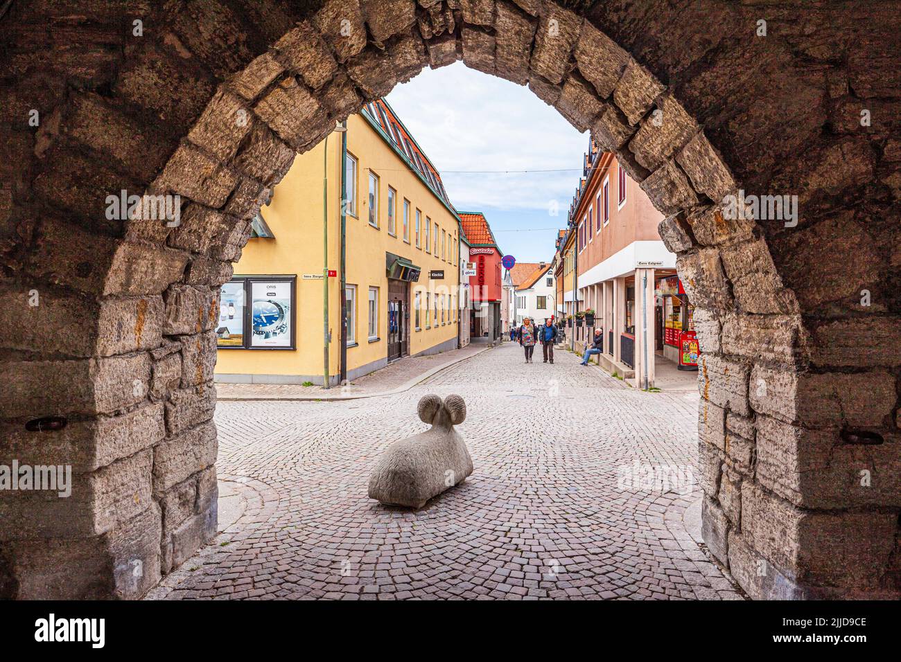 View through Osterport in the Visby City Wall (Visby Ringmur Visby Ring ...