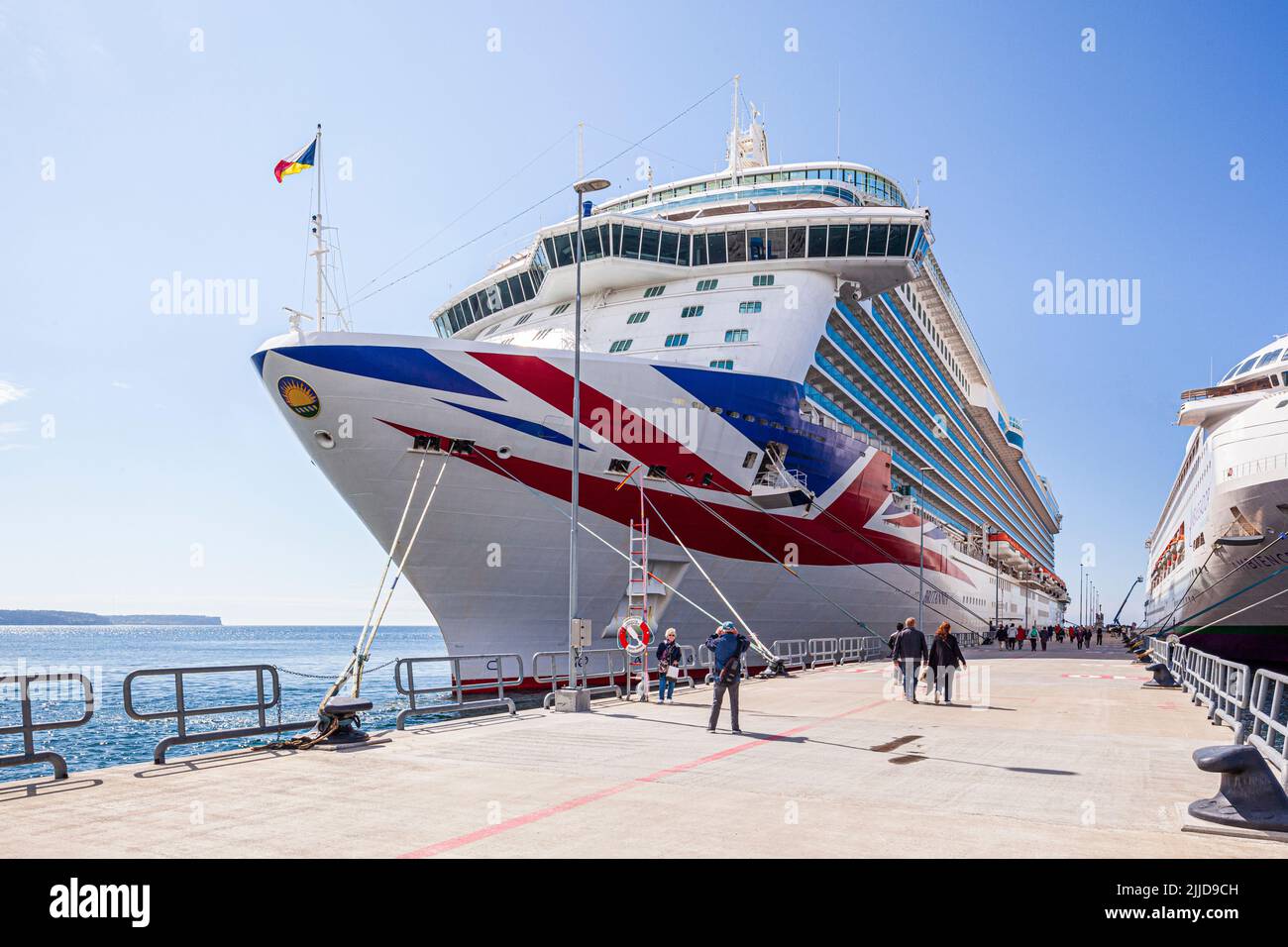 Cruise ships docked at Visby on the island of Gotland in the Baltic Sea ...