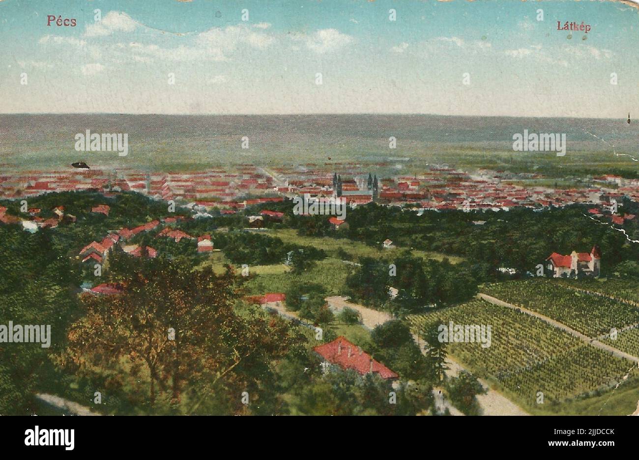 Pécs - view. Panorama of Pécs. The Local History Collection of Csorba ...
