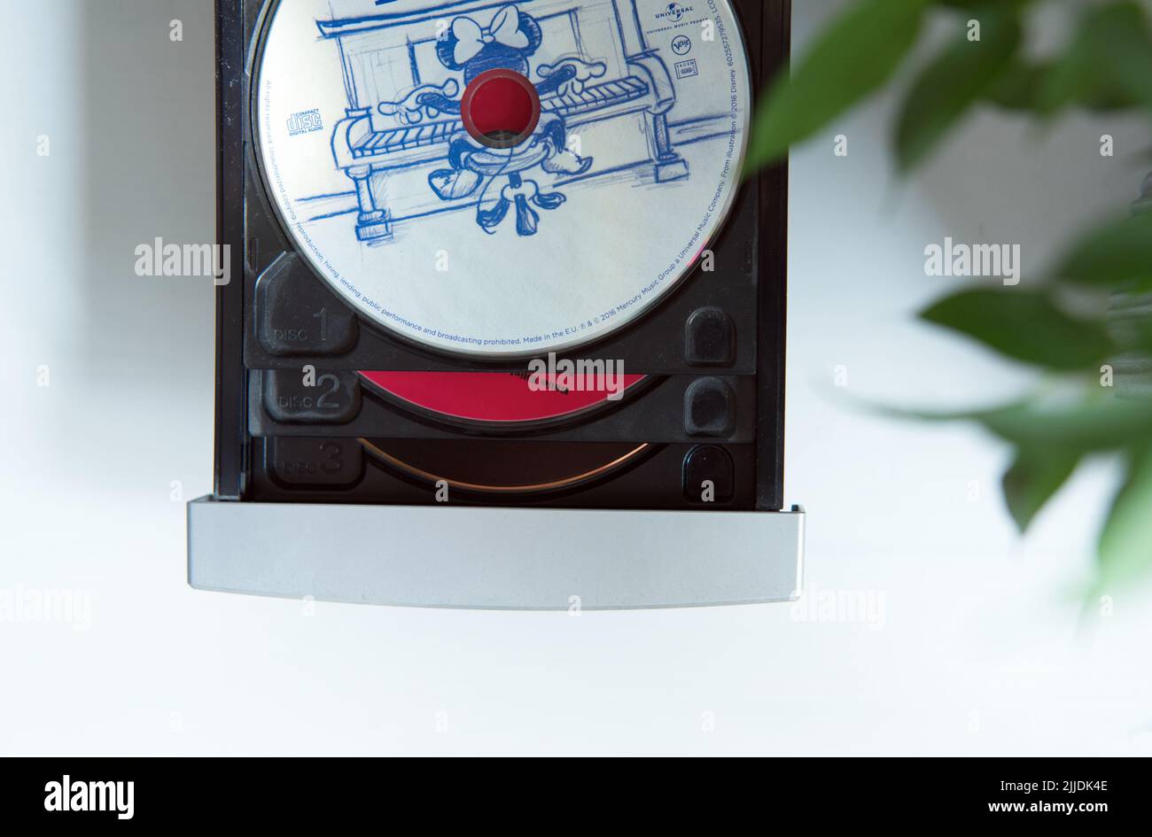 Lublin, Poland. 22 July 2022. CDs in an odl cd player - top view Stock ...