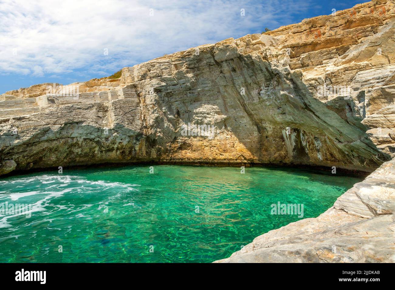 Natural rock lagoon Giola on the island of Thassos, Greece Stock Photo ...