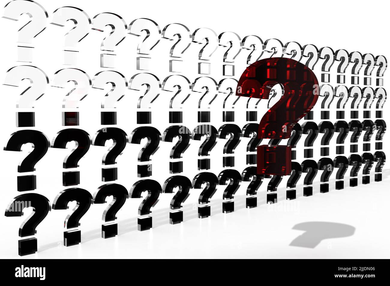 Row of question marks on a white background. 3d render Stock Photo - Alamy