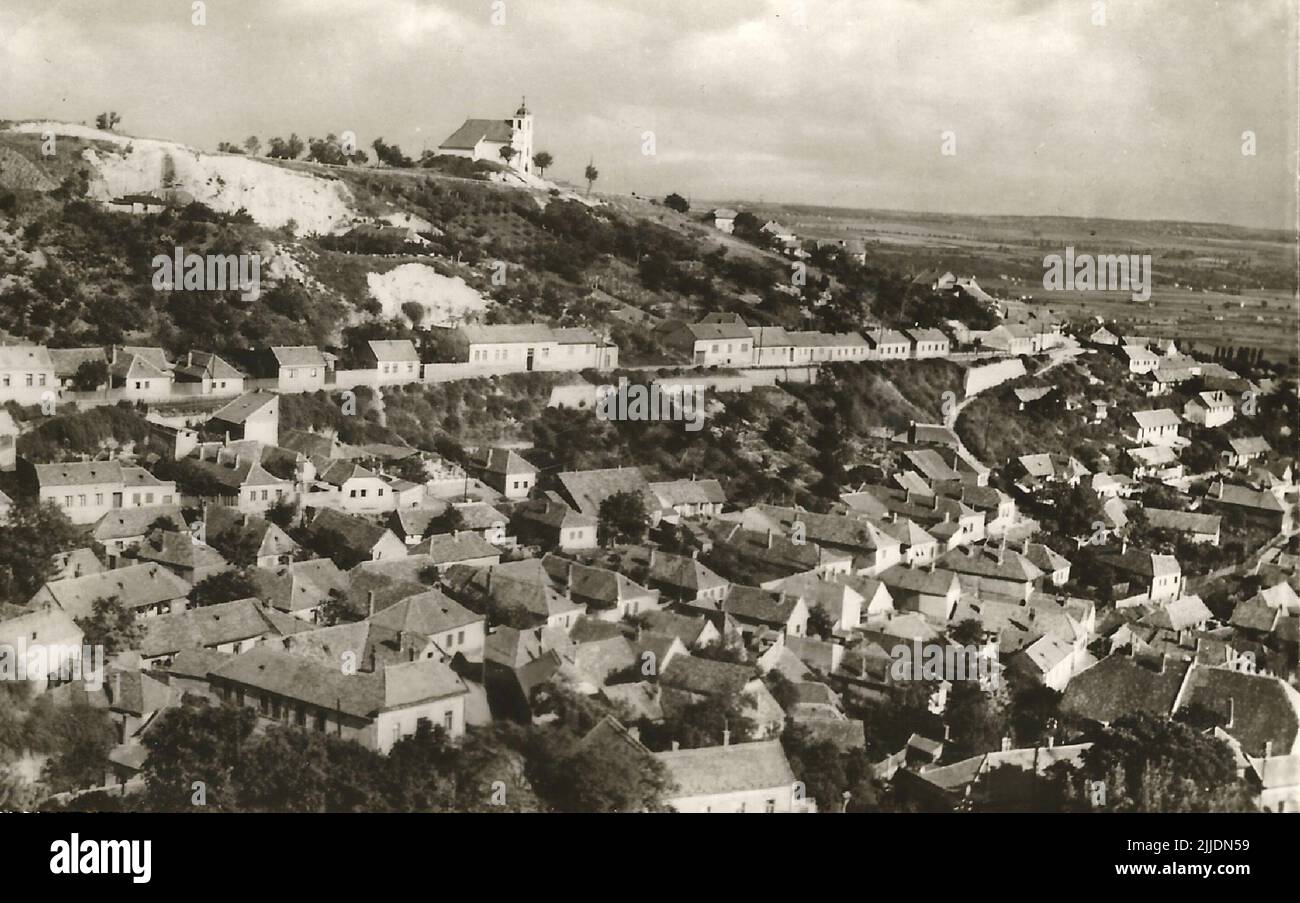 Buda suburb with the snowfall in 1965. Budai suburb (part of Pécs) and ...