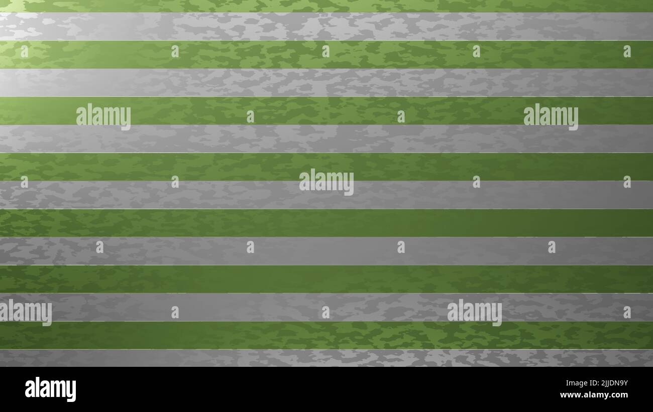 3D rendering. Green and gray horizontal lines pattern. Surface with ...