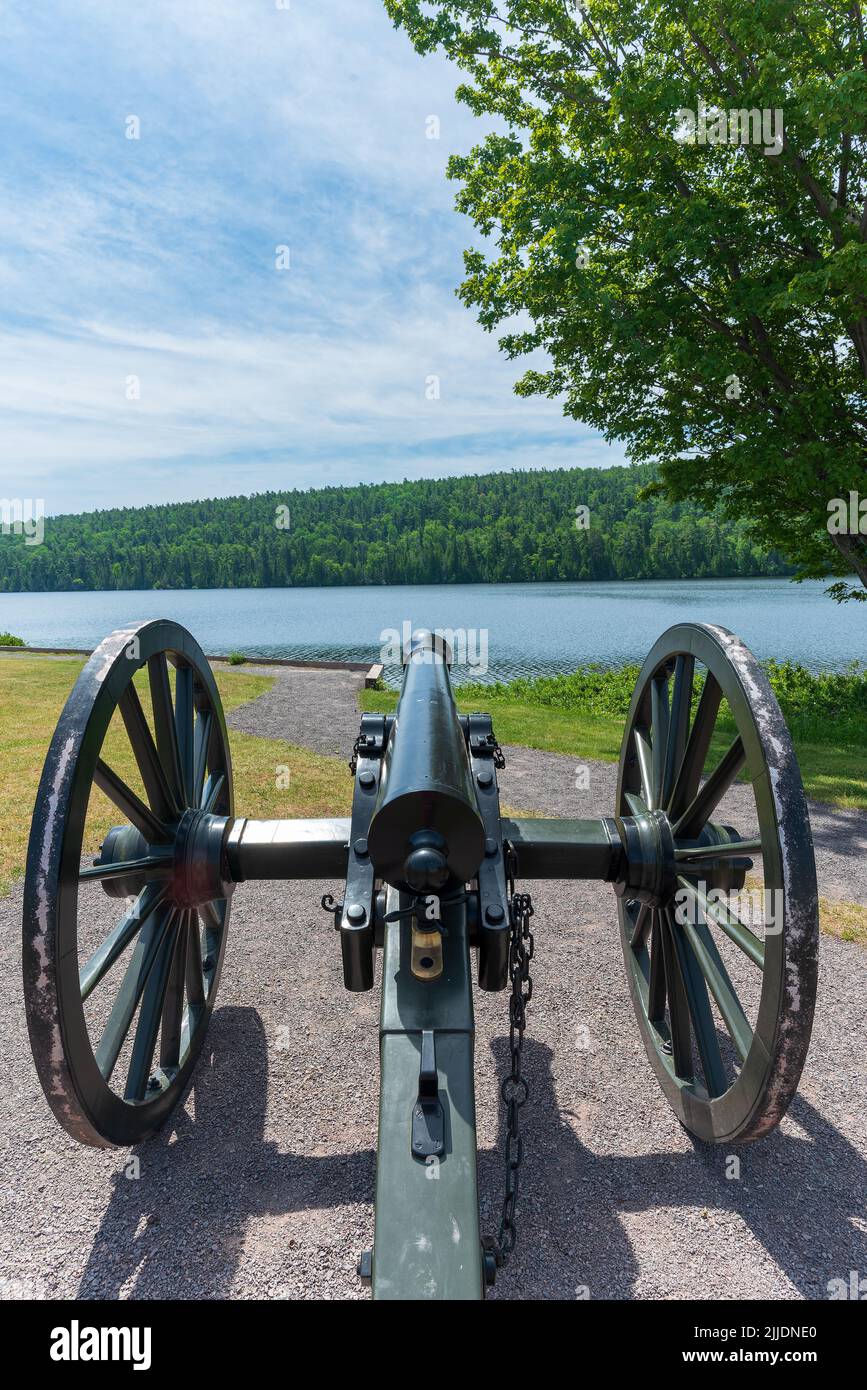Historic black powder cannon standing guard over a shoreline Stock ...