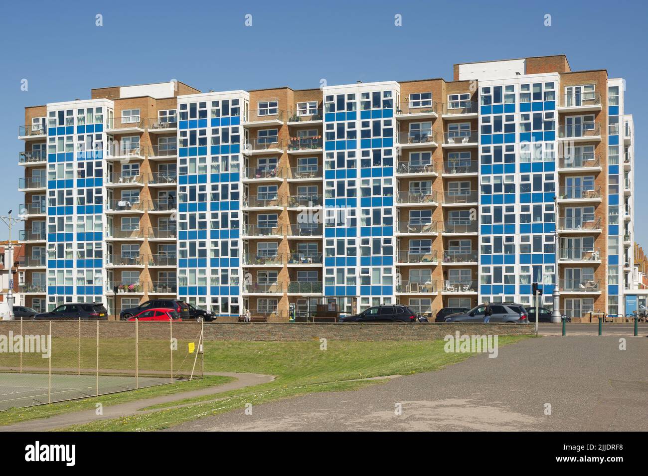 Apartment building on the seafront promenade at Hove, Brighton, East ...