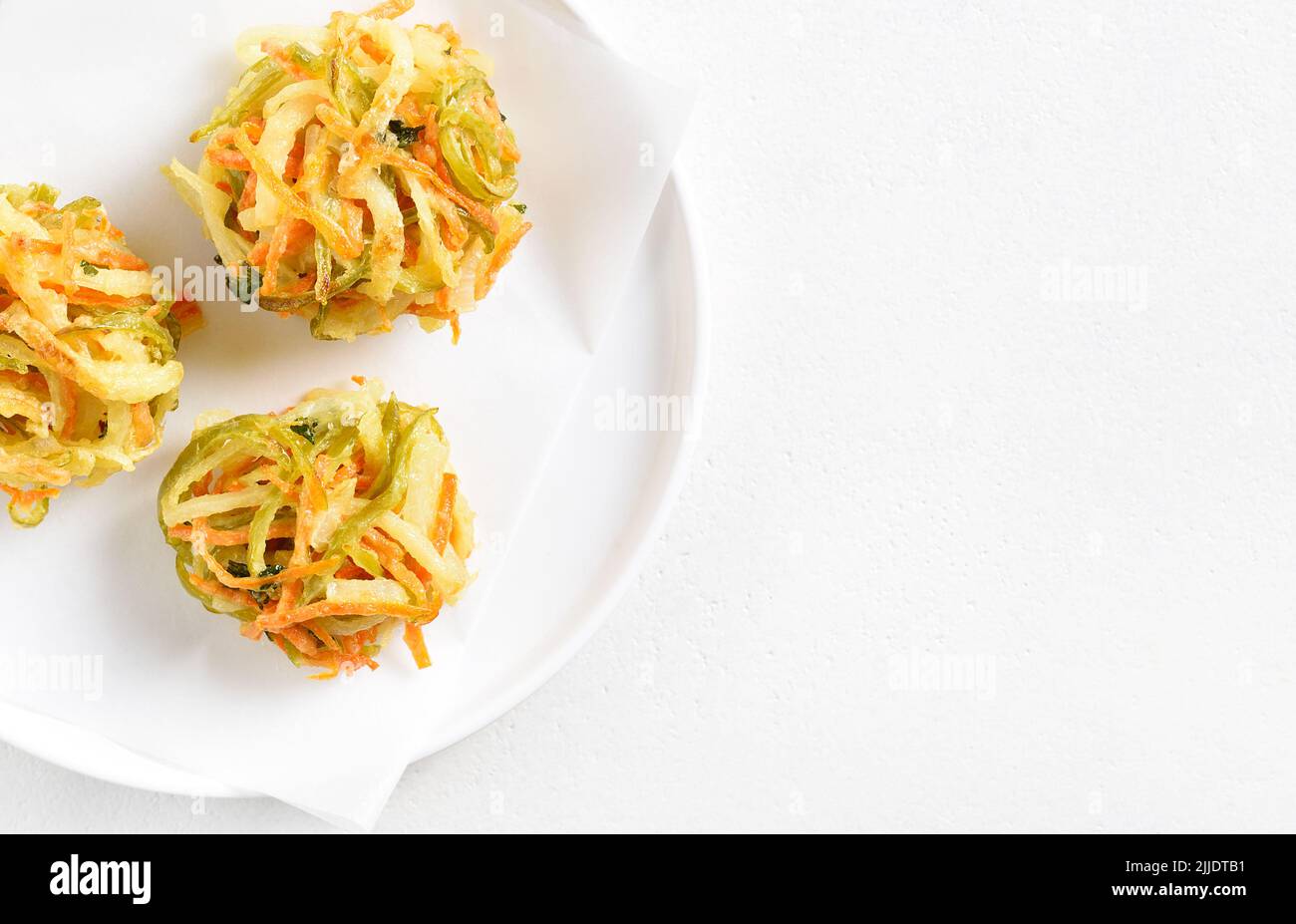 Close up view of japanese kakiage tempura. Deep fried vegetable in ...
