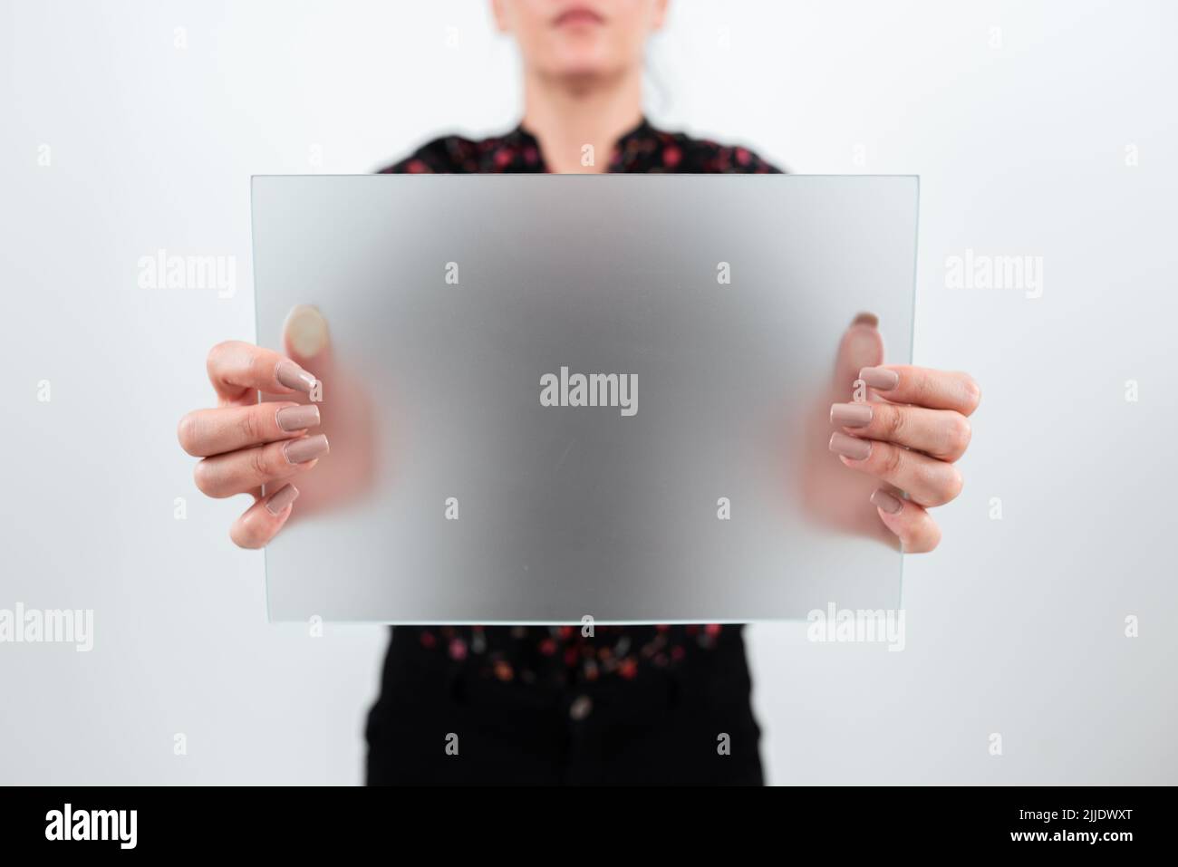 Woman Showing Placard And Presenting Important Ideas For Marketing ...