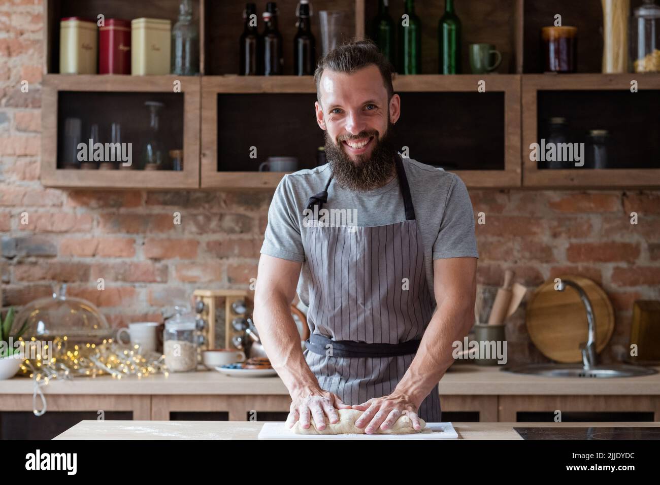 baker course training class chef knead dough food Stock Photo - Alamy