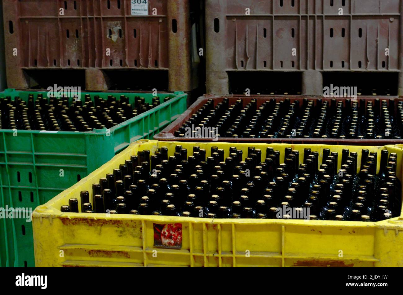 Wine bottles in a wine cellar Stock Photo - Alamy