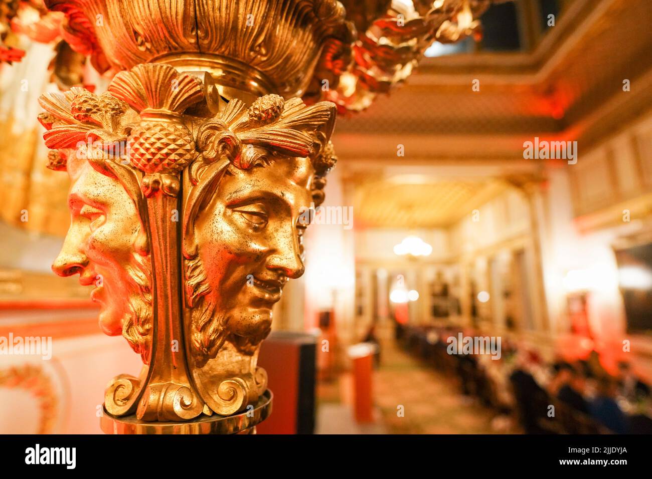 A figurine in the dining room of Lancaster House in Mayfair, London ...