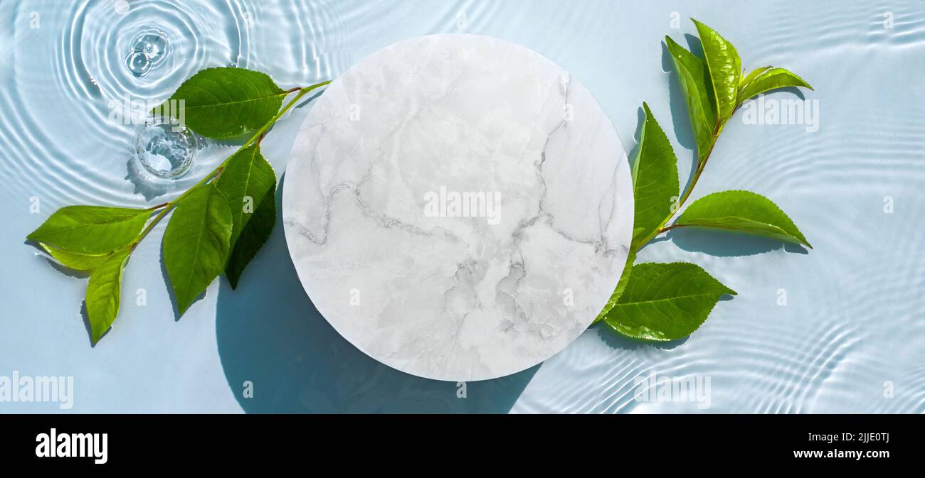 Minimal modern empty product display on water background with waves and ...