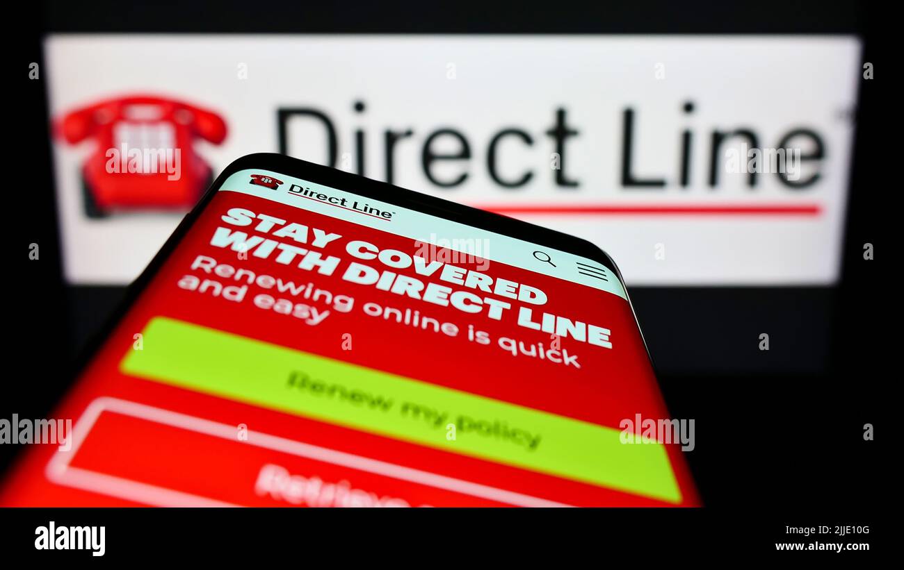 Smartphone with website of company U K Insurance Limited (Direct Line ...