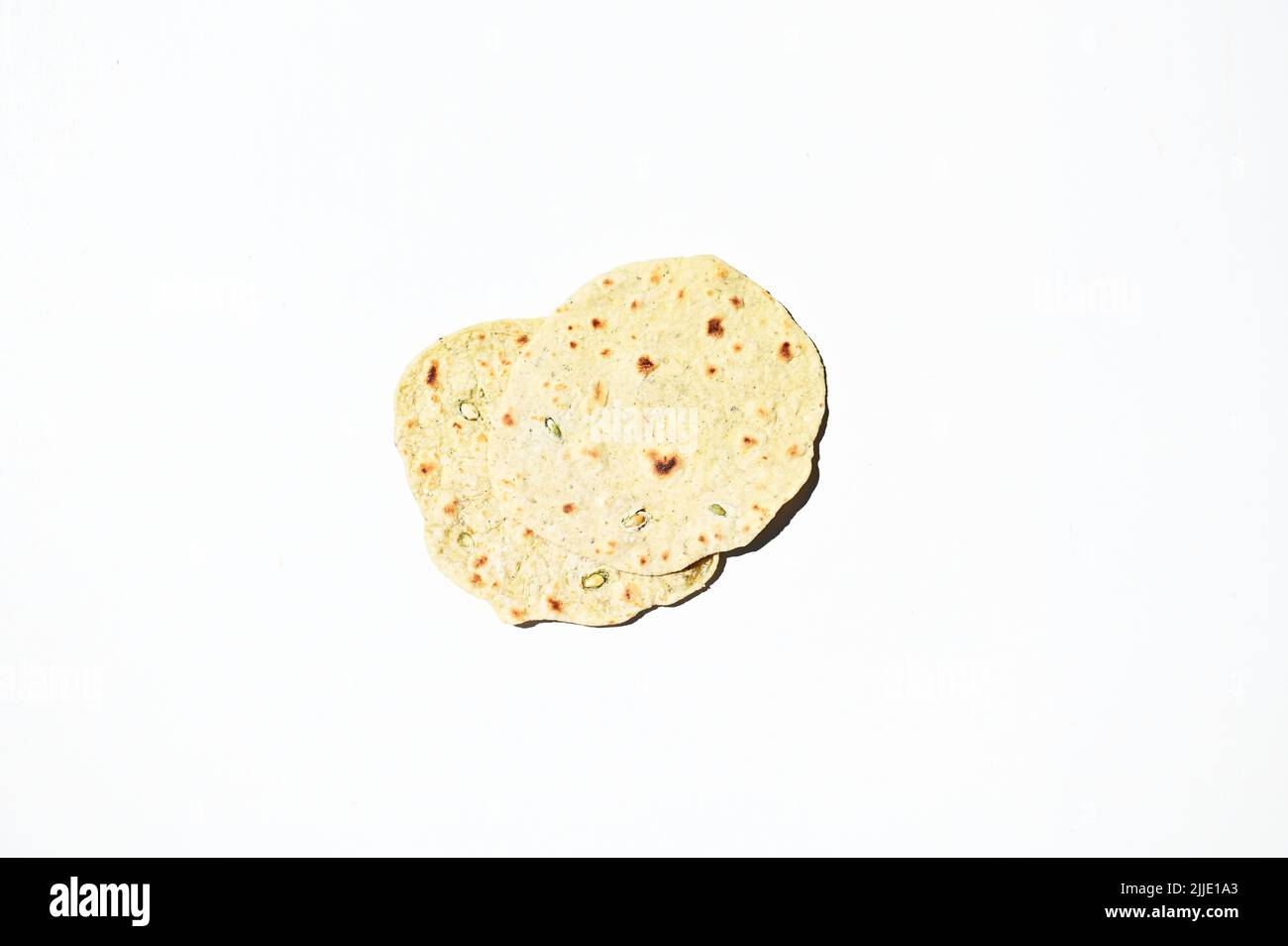 Flat lay freshly baked homemade chapati, pita bread, flatbread ...