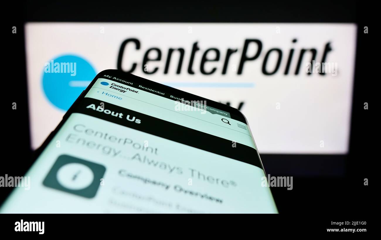 Mobile phone with website of US utility company CenterPoint Energy Inc ...