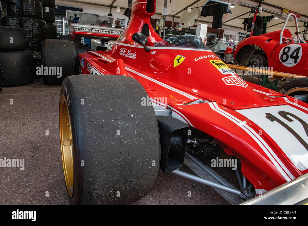 Niki Lauda's 1975 F1 title-winning Ferrari 312T in the pits of the ...