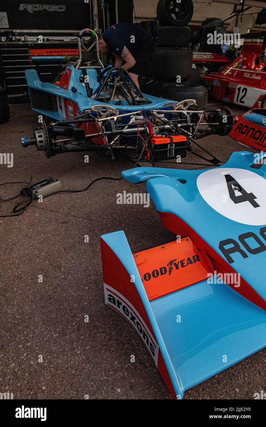 1976 Scuderia Rondini Gulf running the Tyrrell 007 chassis in the pits ...