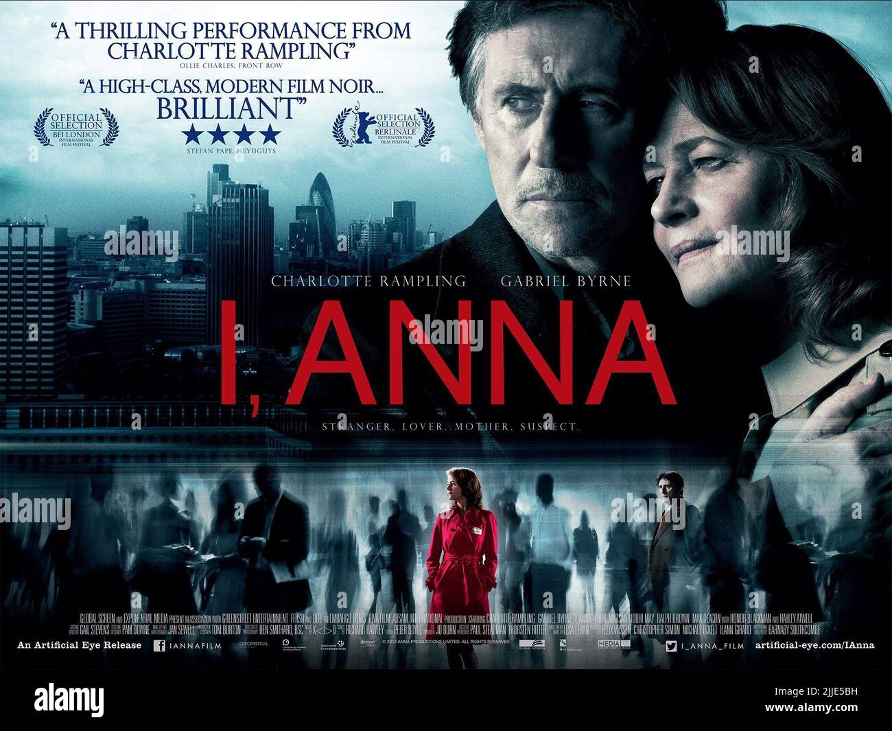 GABRIEL BYRNE, CHARLOTTE RAMPLING POSTER, I ANNA, 2012 Stock Photo - Alamy