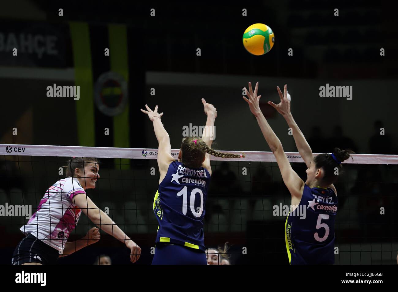 ISTANBUL, TURKEY - FEBRUARY 15, 2022: Arina Fedorovtseva and Beliz ...