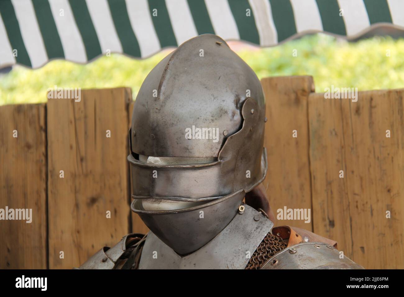 The Metal Helmet of a Medieval Suit of Armour Stock Photo - Alamy